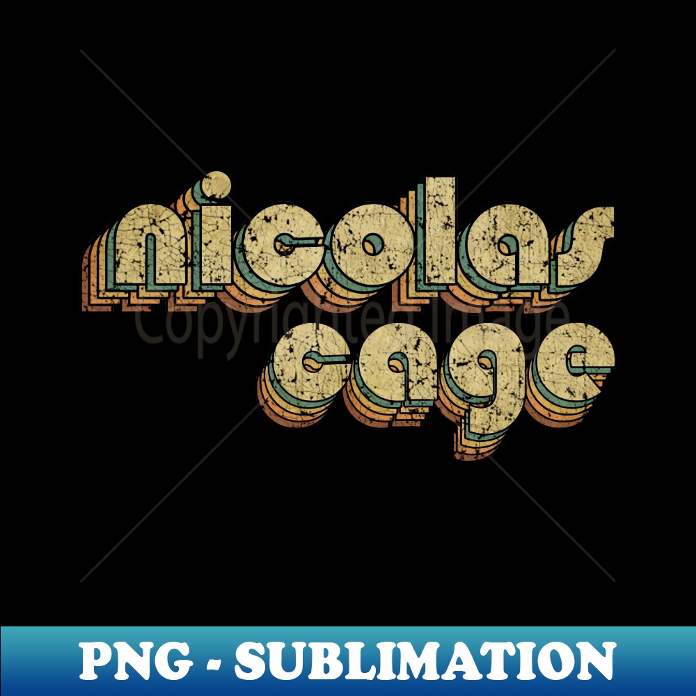 Nicolas Cage Vintage Rainbow Typography Style 70s - Premiu | Inspire Uplift