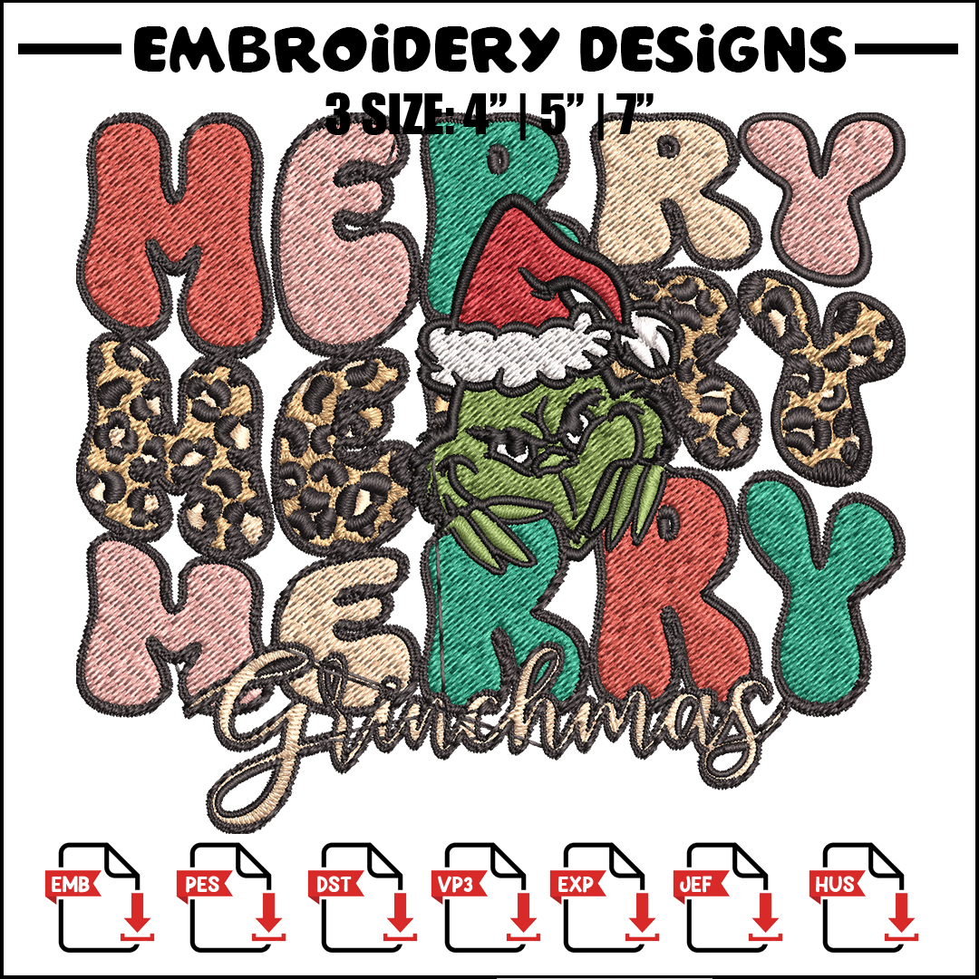 Merry Grinch Embroidery design, Grinch Christmas Embroidery, - Inspire ...
