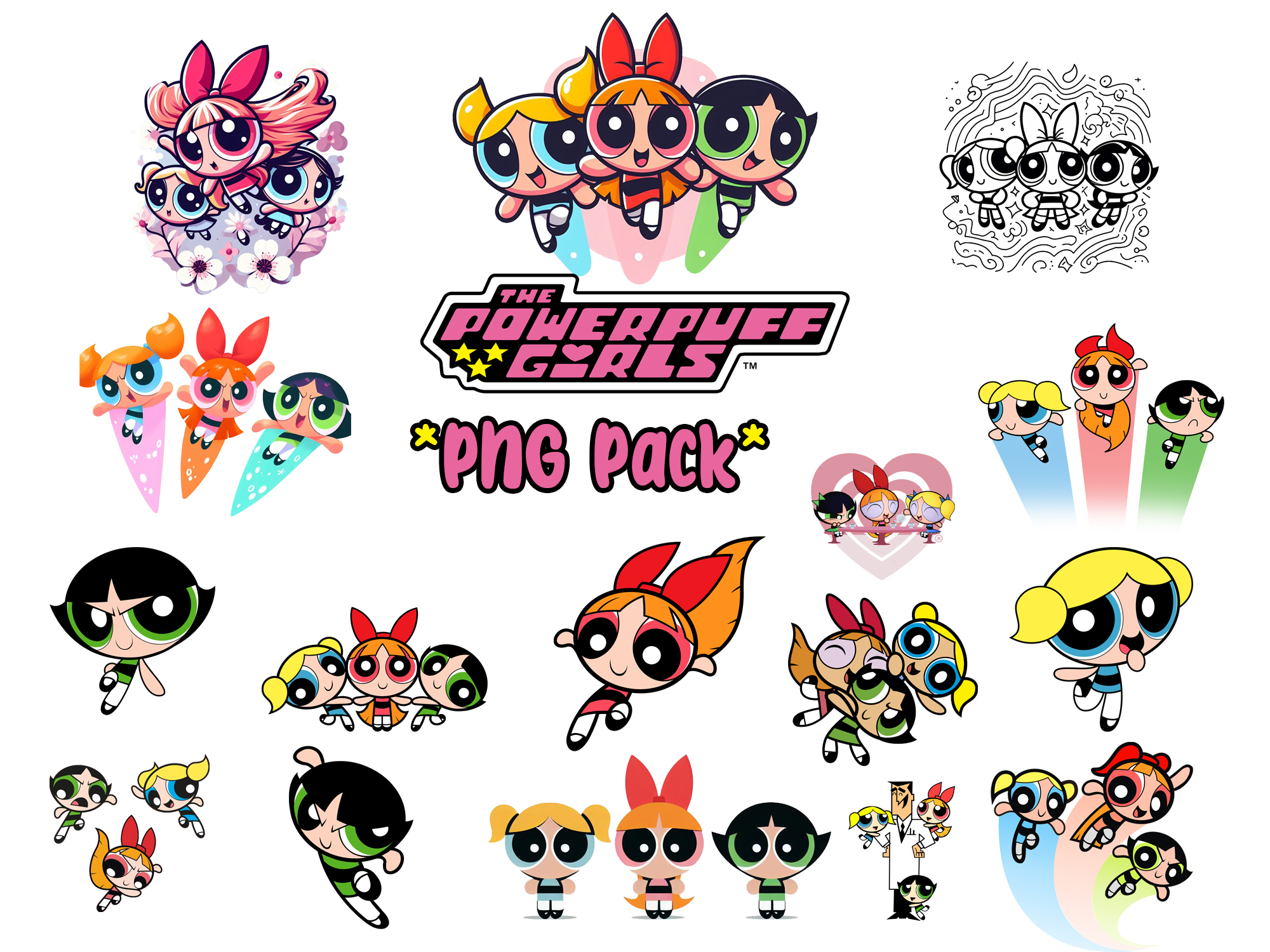 Powerpuff Girls PNG Pack - Instant Download - Inspire Uplift