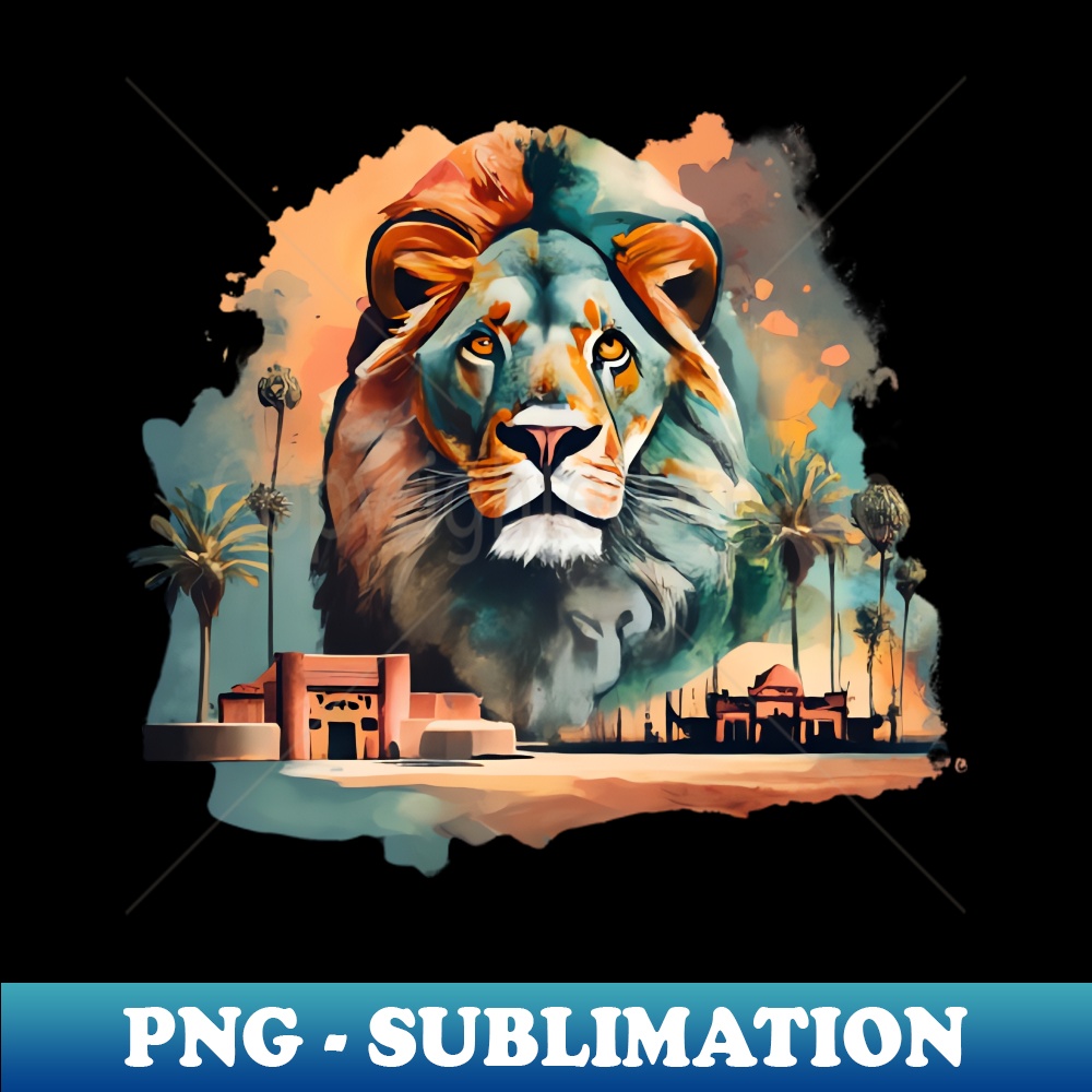 Dave - Double Exposure Lion and Marrakesh City Poster Natur | Inspire ...