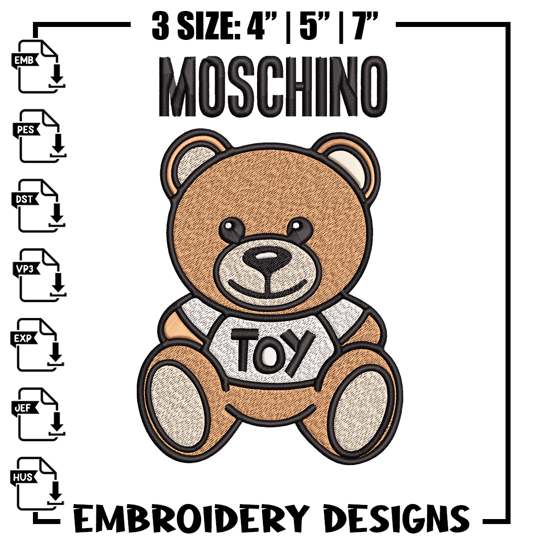 Moschino Kids Teddy logo Embroidery design, Moschino Embroid - Inspire ...