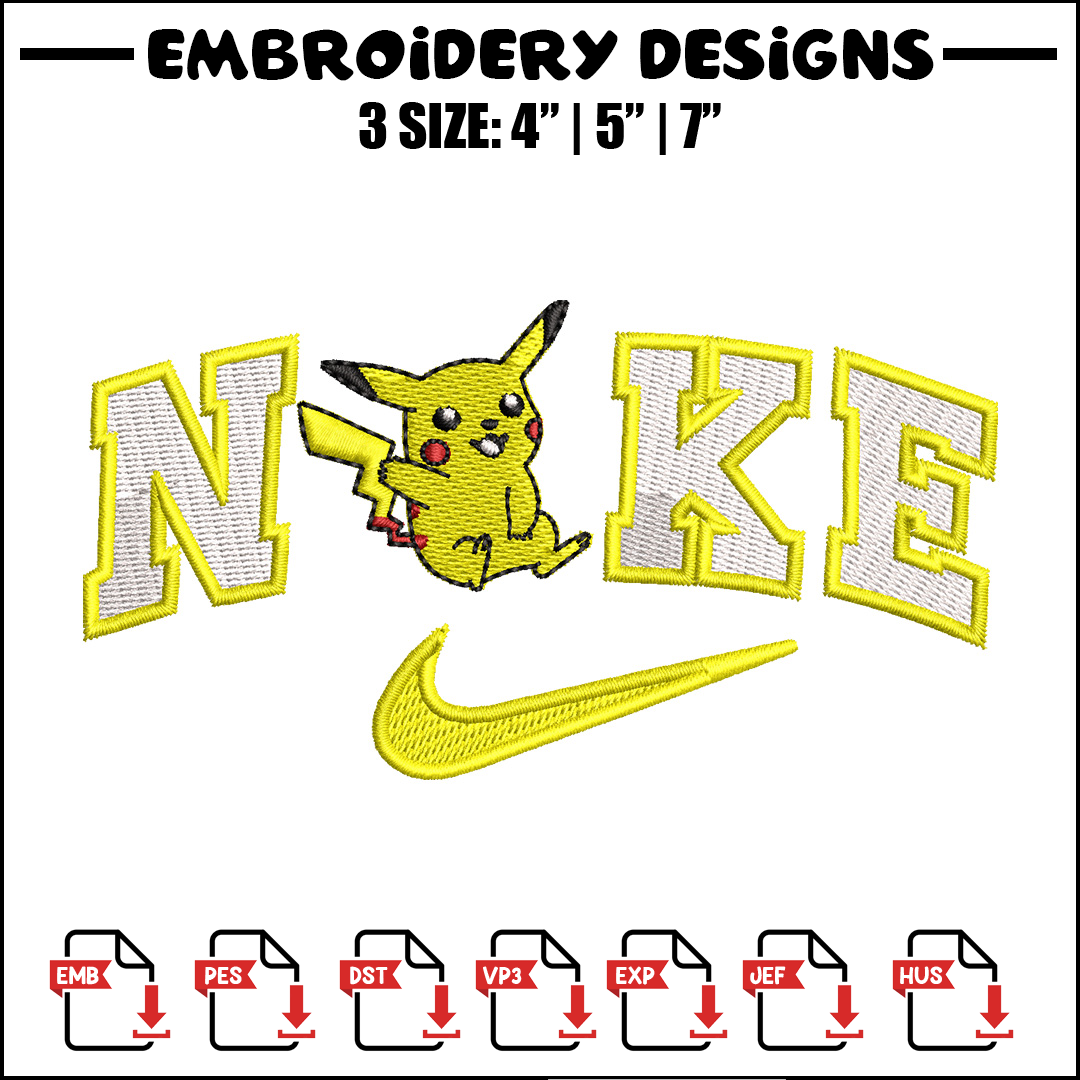 Nike pikachu embroidery design, Pokemon embroidery, Nike des | Inspire ...