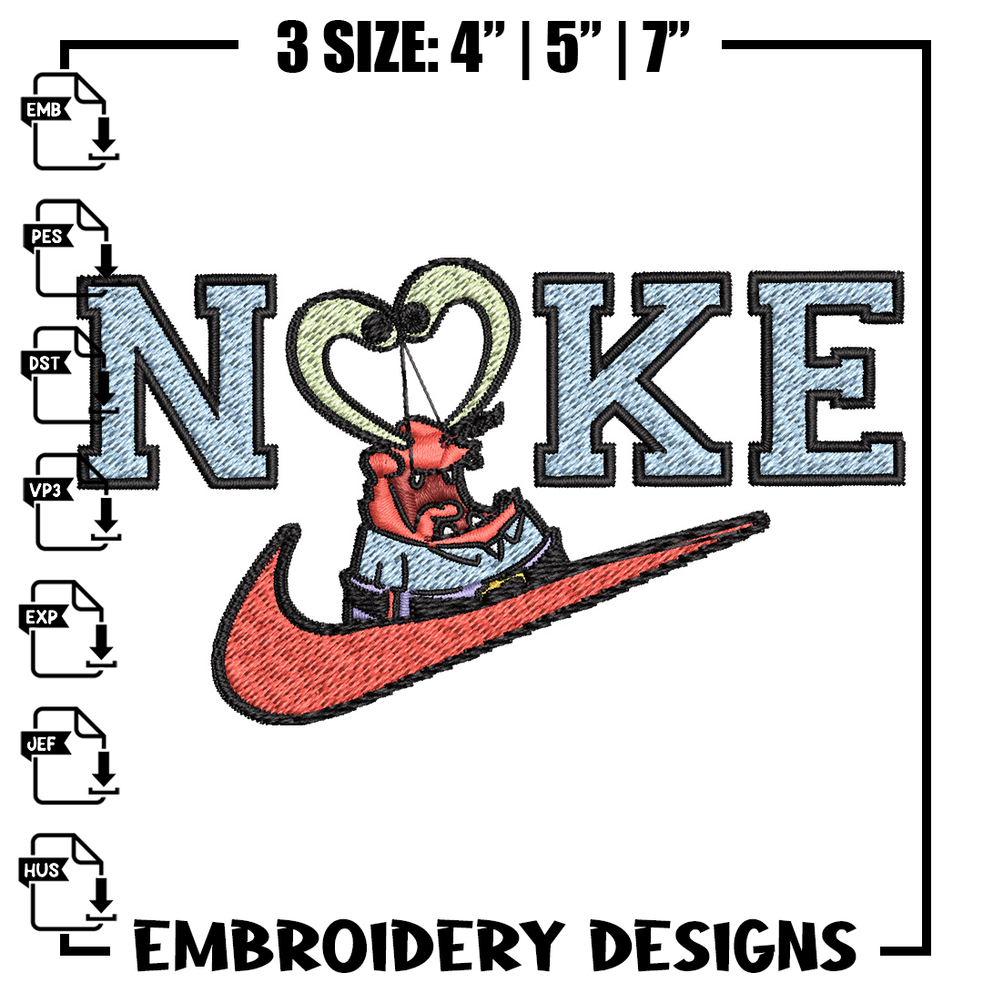 Nike krab Embroidery Design, Spongebob Embroidery, Nike Embr | Inspire ...
