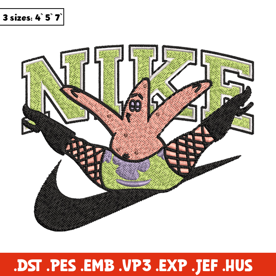 Nike patrick Embroidery Design, Spongebob Embroidery, Nike E | Inspire ...