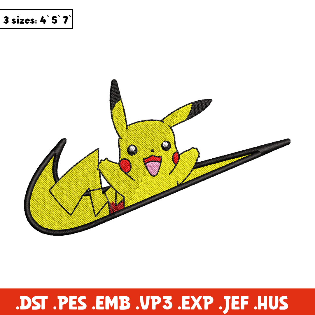 Nike Pikachu embroidery design, Pokemon embroidery, Nike des | Inspire ...