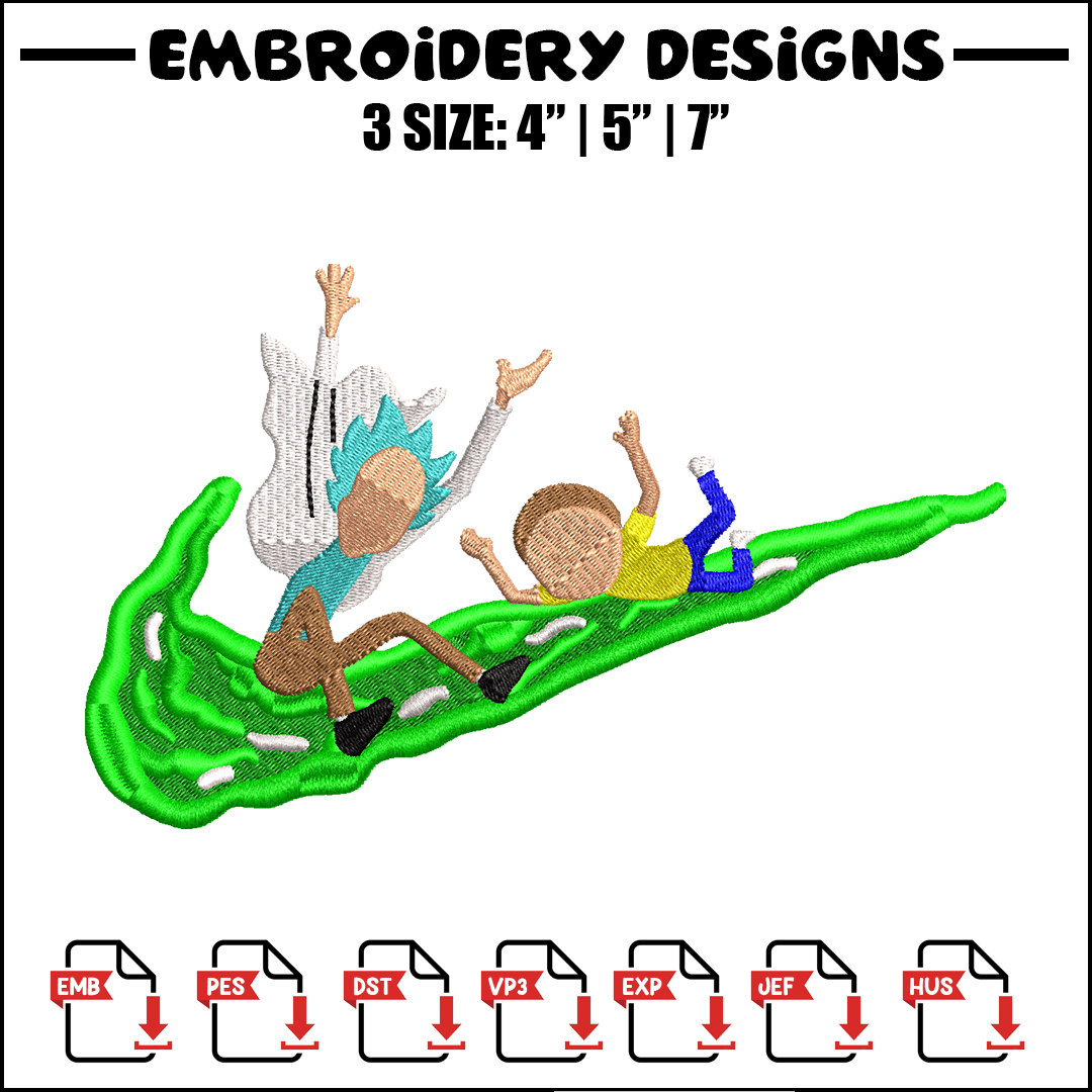 Rick and Morty Nike embroidery design, cartoon embroidery, N | Inspire ...