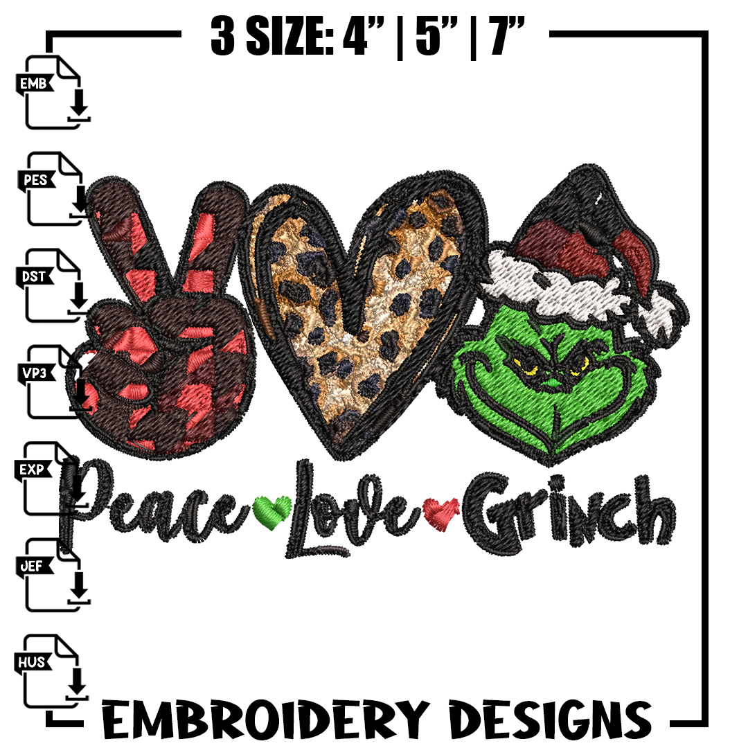 Peace love Grinch Embroidery design, Grinch christmas Embroi | Inspire ...
