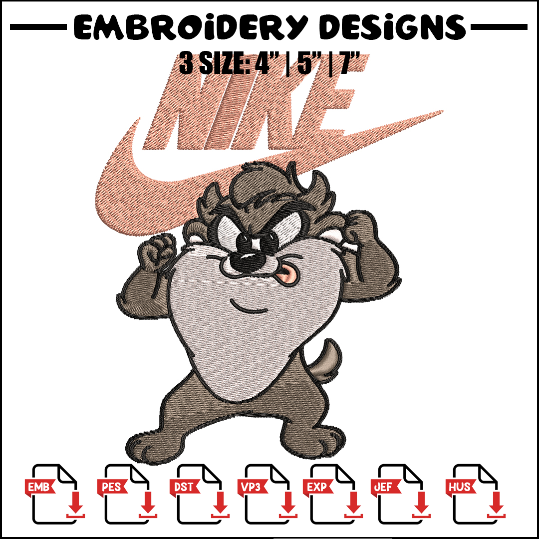 Tasmanian Devil Nike Embroidery design, cartoon Embroidery, | Inspire ...