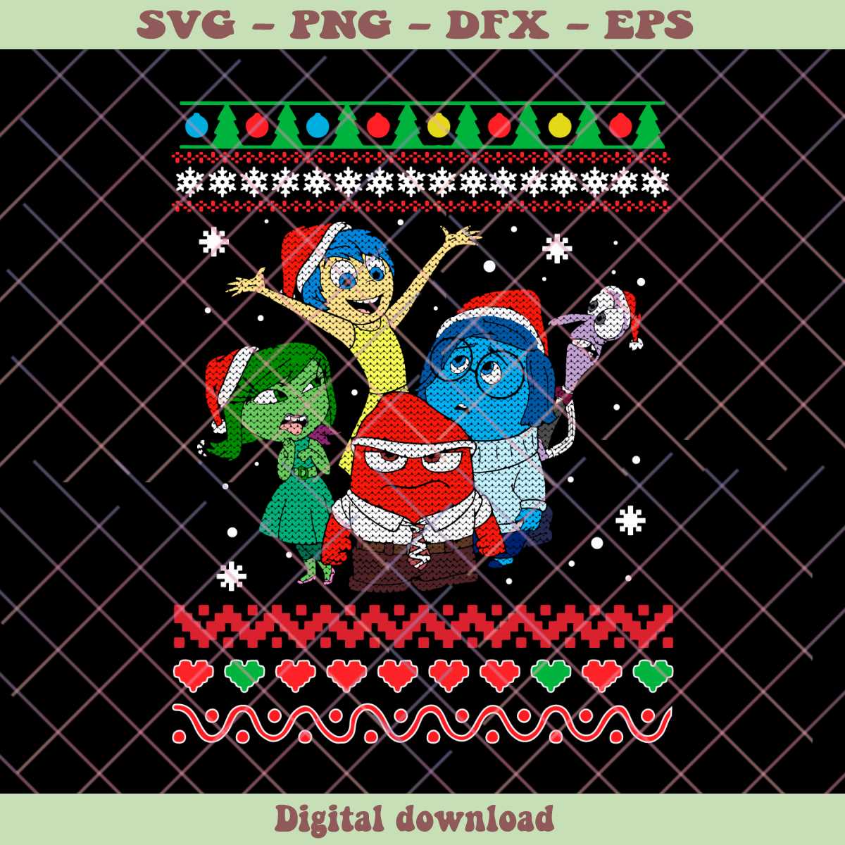 Disney Inside Out Characters Cute Christmas SVG Cricut Files | Inspire ...