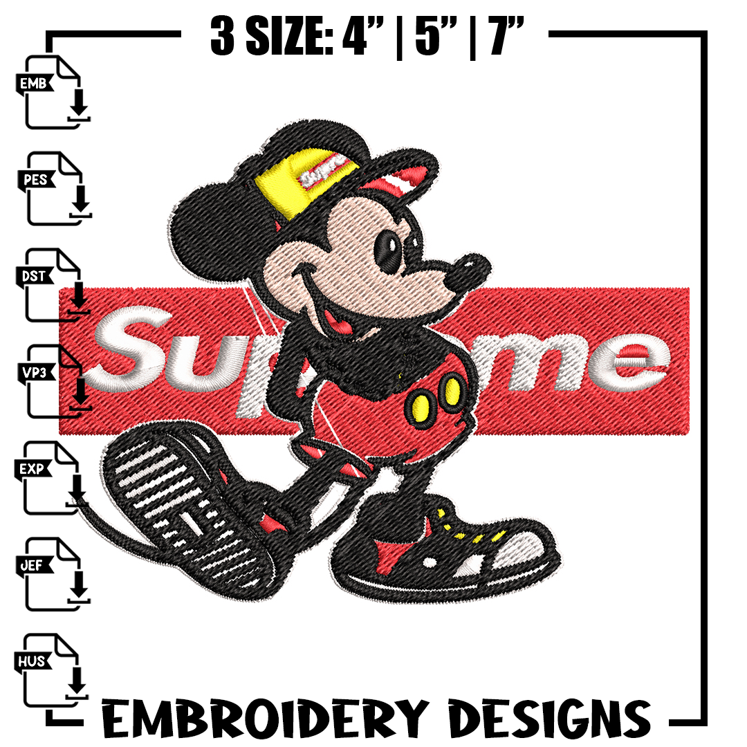 Mickey Mouse Supreme Embroidery design, Disney Embroidery, D | Inspire ...
