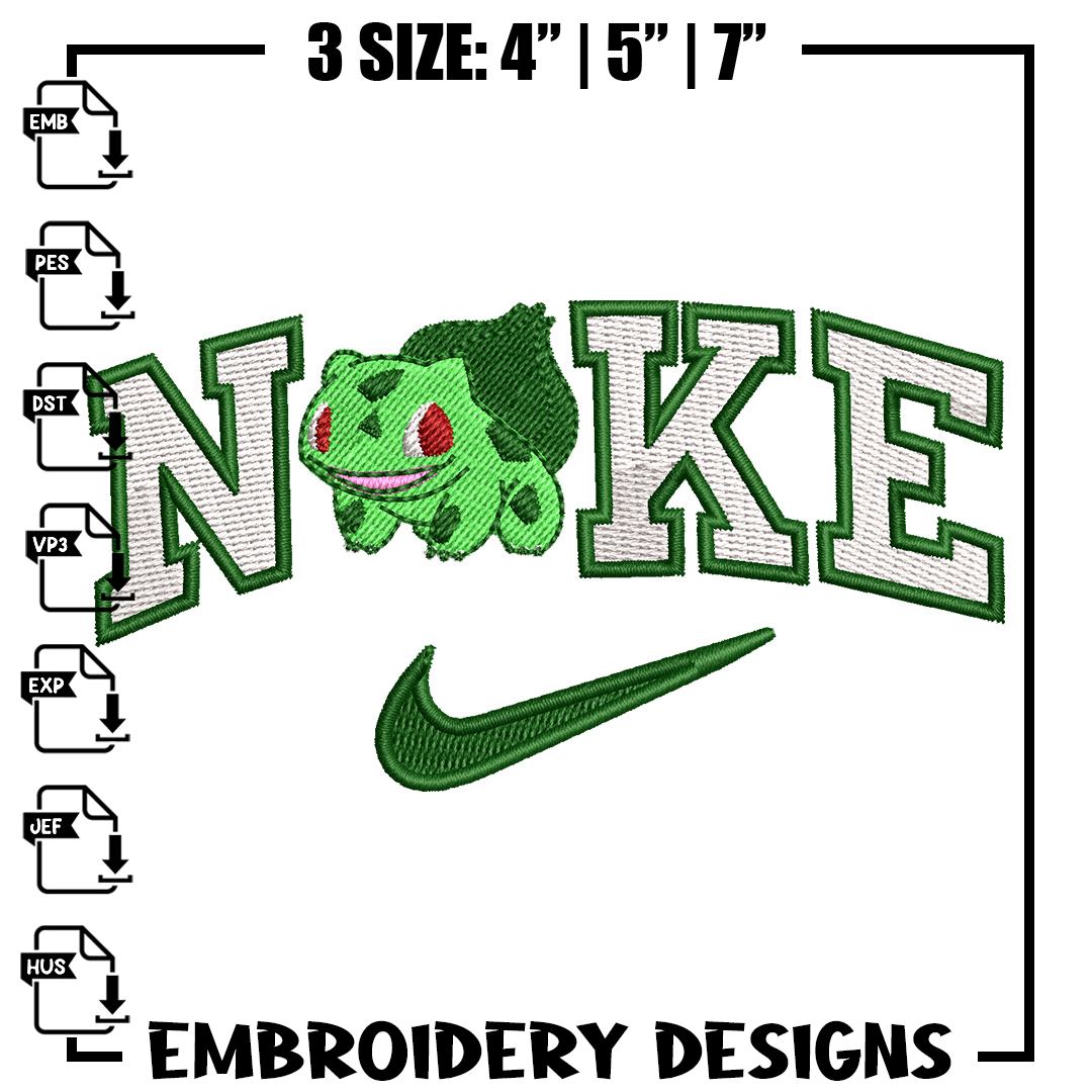 Nike bulbasaur embroidery design, Pokemon embroidery, Nike d | Inspire ...