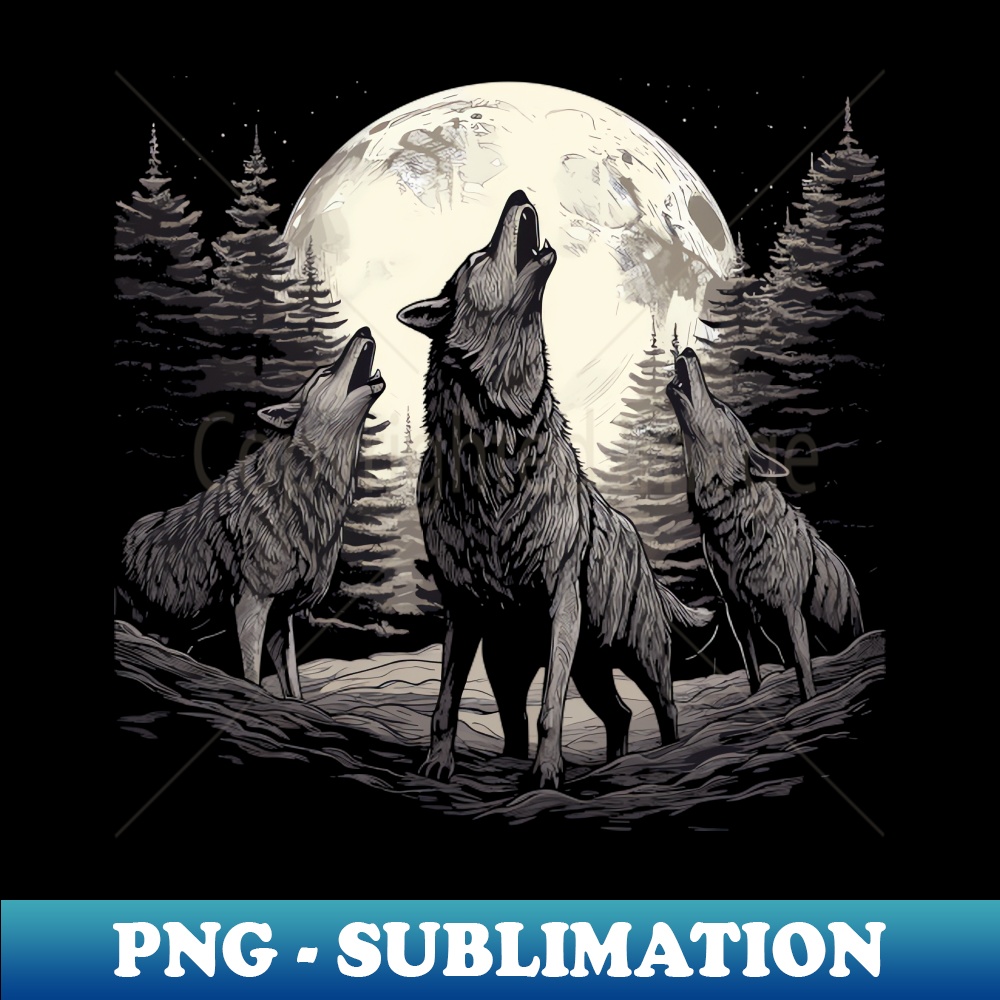 Three Wolves Howling at the moon Wolf Lover - High-Resolutio | Inspire ...