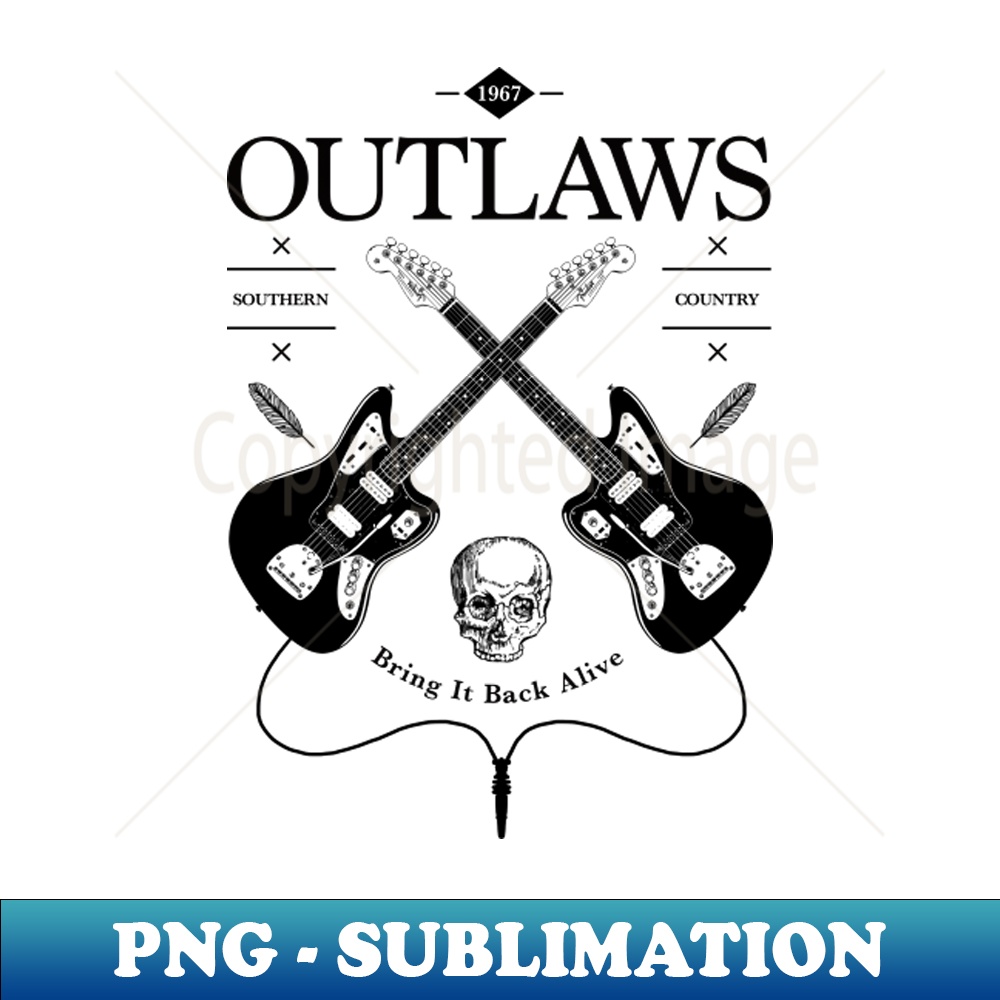 Outlaws Guitar Vintage Logo - PNG Transparent Sublimation De - Inspire ...