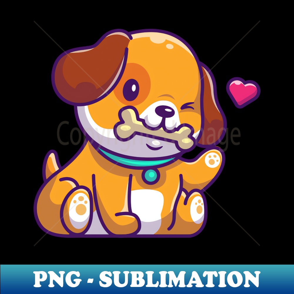 Cute Dog Bite Bone Cartoon - High-Quality PNG Sublimation Do | Inspire ...
