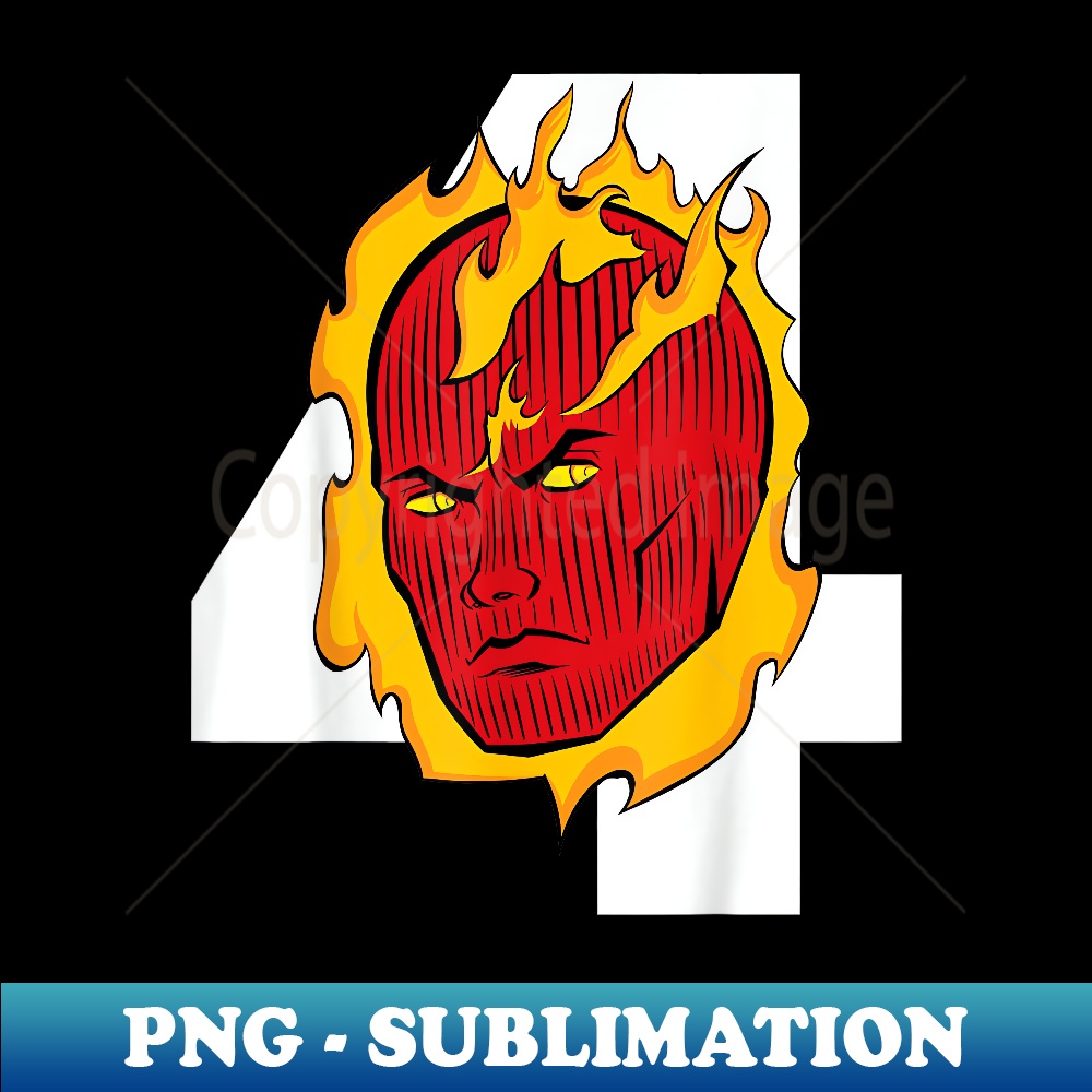 Marvel Fantastic Four Human Torch Big Face 4 Logo - High-Qua | Inspire ...