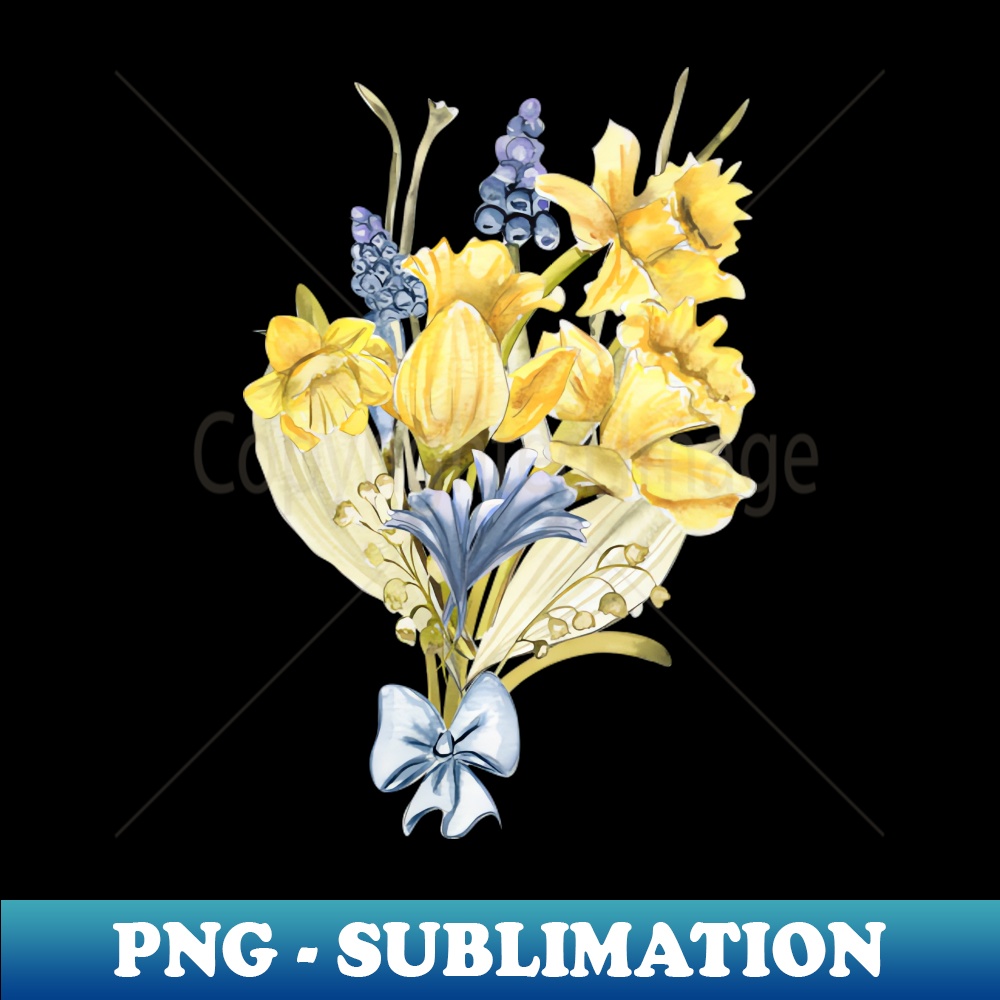 Watercolor Spring Bouquet with Yellow Daffodil Flowers - Pre | Inspire ...