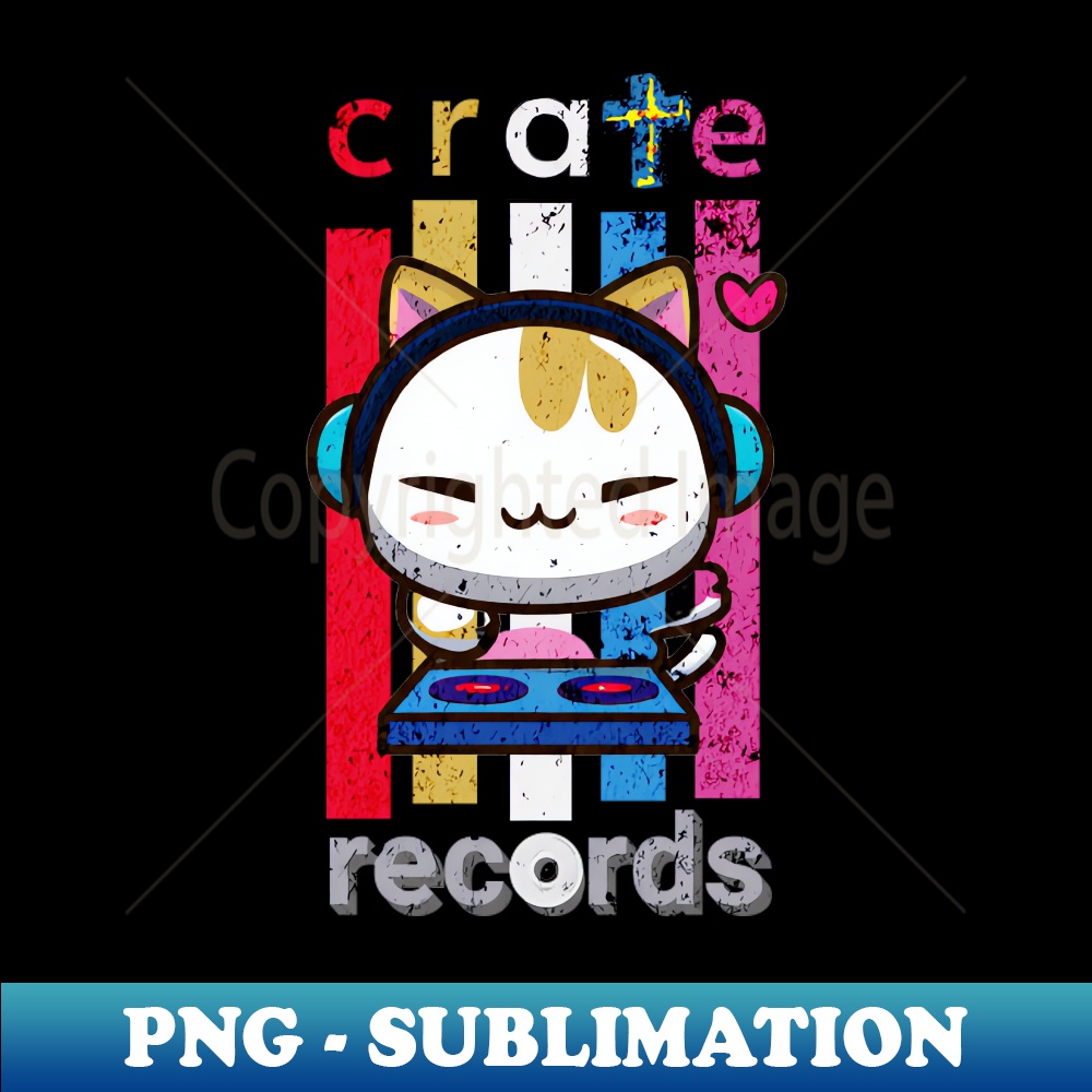Cat DJ Kitten Cute Kawaii Music Record Company Tape Groove P | Inspire ...