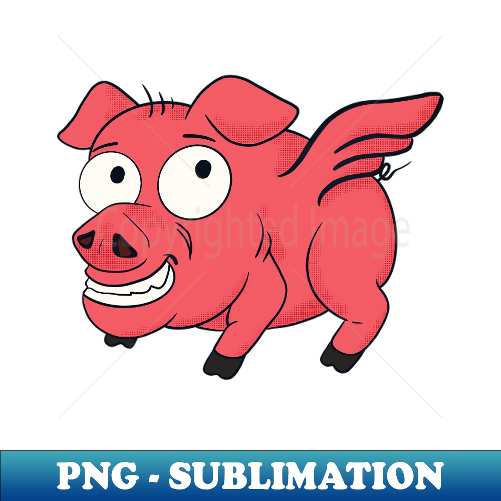 Pig Wings Retro Cartoon Funny Flying Piglet BBQ - Unique Sub | Inspire ...