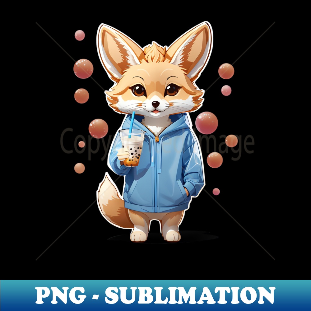 Cute Fennec Fox drinking Bubble Tea - Aesthetic Sublimation | Inspire Uplift