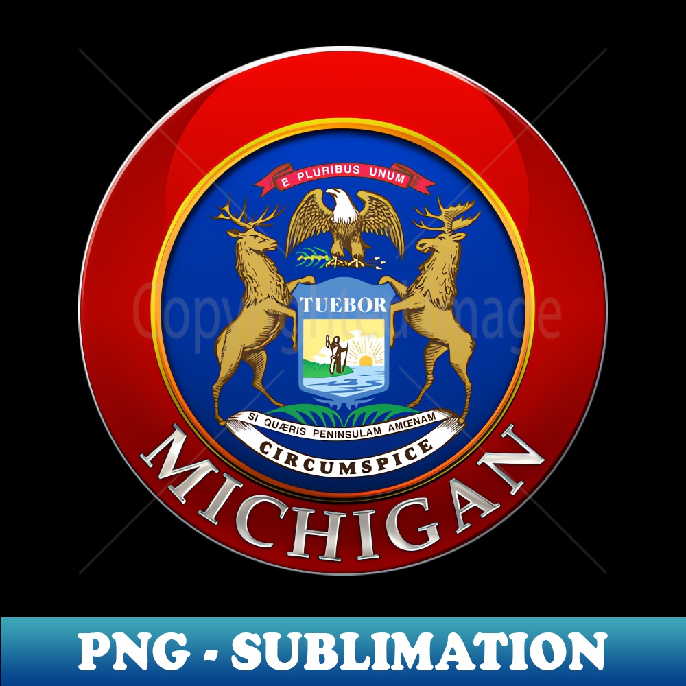 Michigan State Flag Roundel Seal Button Design - High-Resolu | Inspire ...