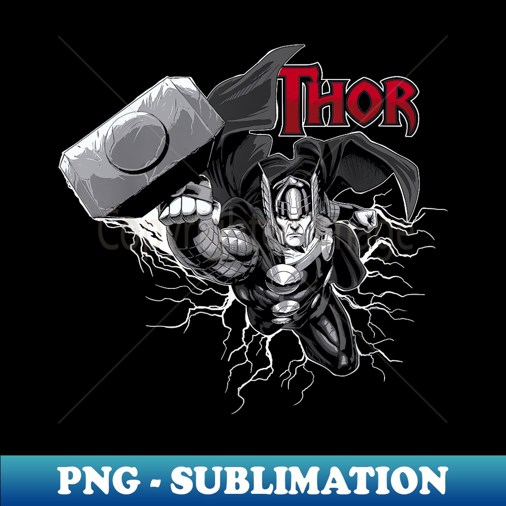 Marvel Thor The Mighty Flying Hammer Lightning Logo - Unique | Inspire ...