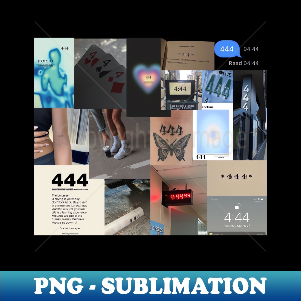 444 angel number aesthetic collage - Sublimation-Ready PNG F | Inspire ...