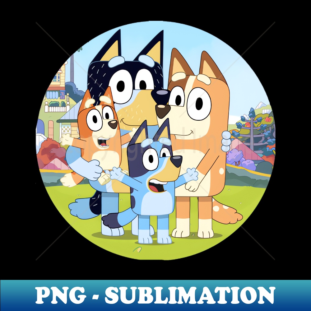 Bluey Happy Family Cartoon - High-Resolution PNG Sublimation | Inspire ...