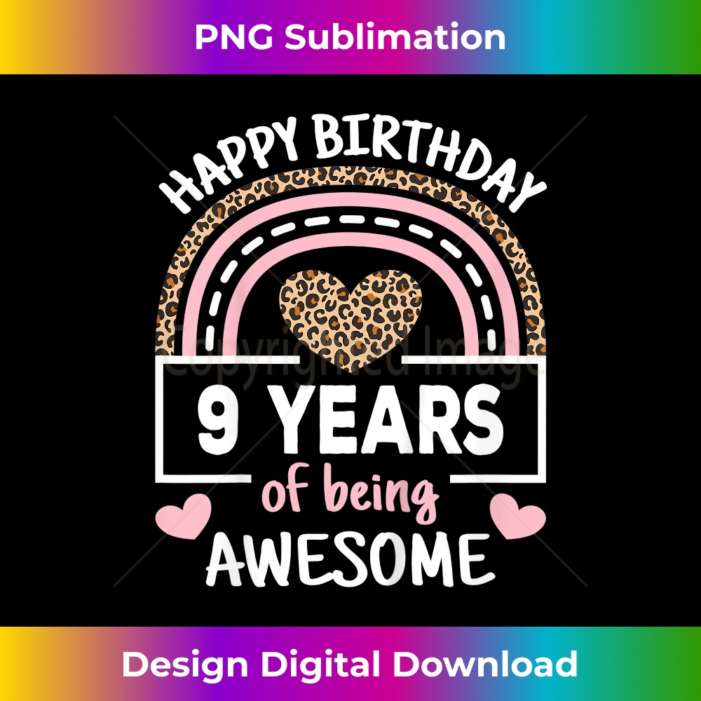 Kids Cute Happy 9th Birthday 9 Years Rainbow Cheetah Vintage | Inspire ...