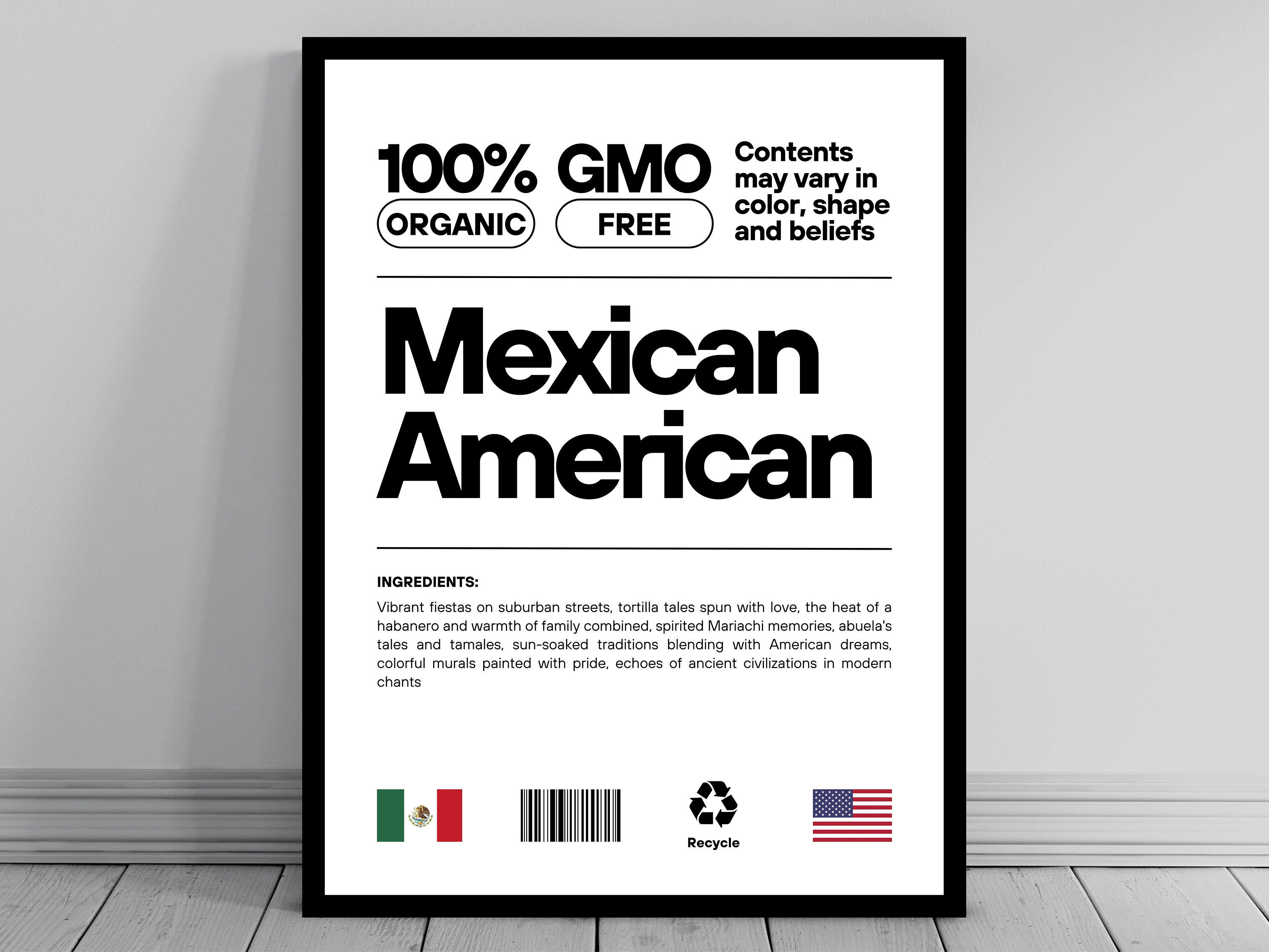 Mexican American Unity Flag Poster Mid Century Modern Americ - Inspire ...