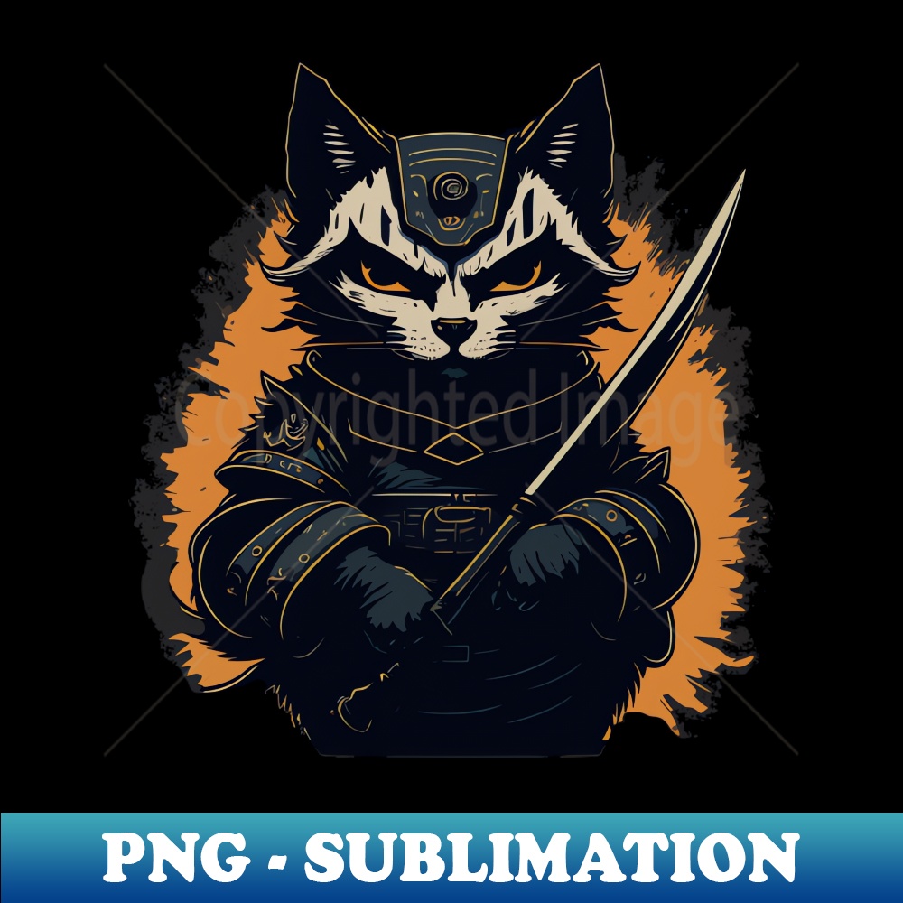 Samurai Cat Holding Katana - PNG Transparent Sublimation Des | Inspire ...