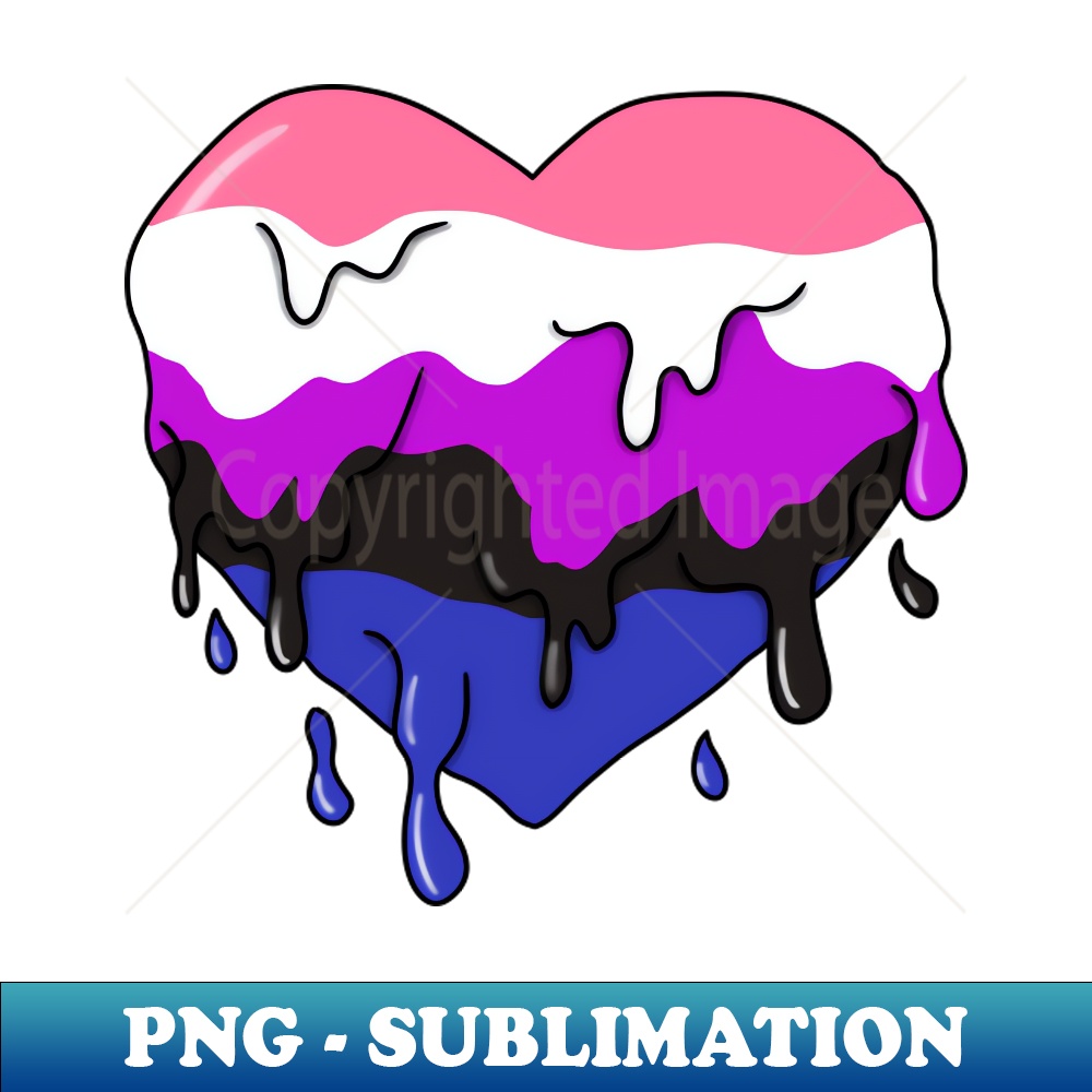 Melting Genderfluid heart - Instant PNG Sublimation Download | Inspire ...