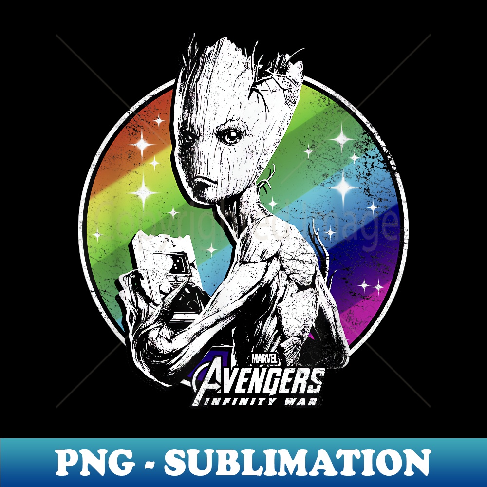 Marvel Infinity War nage Groot Retro Rainbow - Digital Subli | Inspire ...