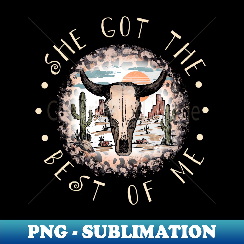 She Got The Best Of Me Country Music Leopard Bull Cactus - P | Inspire ...