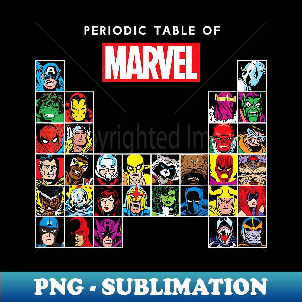 Marvel Periodic Table Of Heroes & Villains Retro - Instant P | Inspire ...