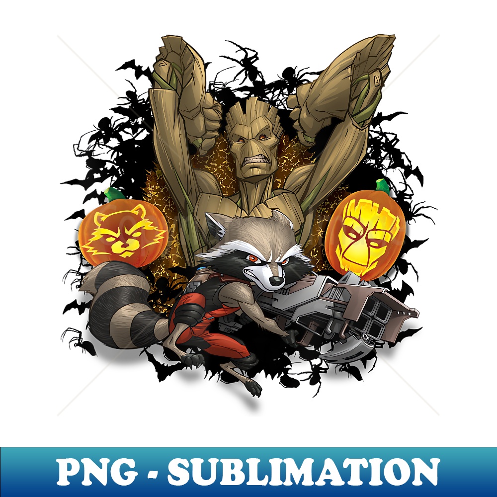 Marvel Groot and Rocket Racoon Jack-o'-Lantern Halloween - R | Inspire ...