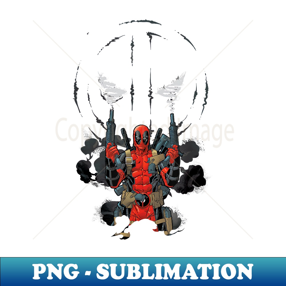 Marvel Deadpool Symbol Weapons Blazing - Unique Sublimation | Inspire ...