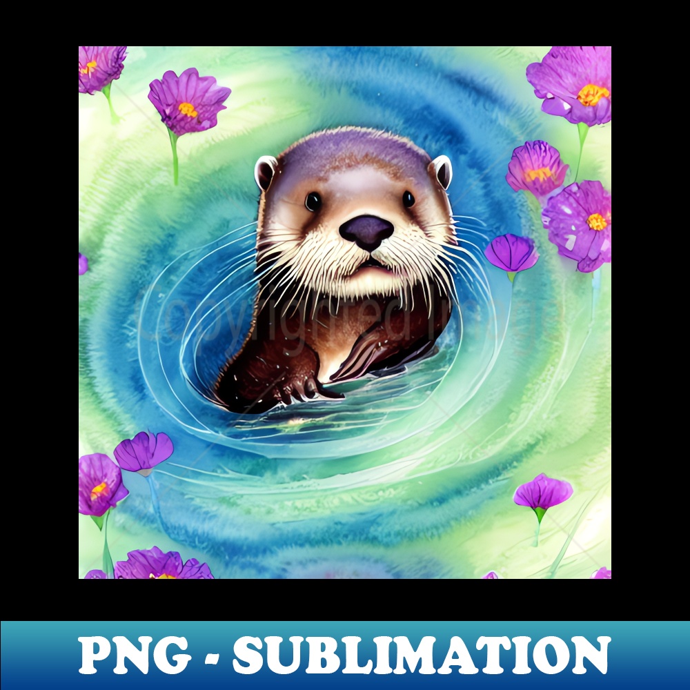 Otter Whirlpool with Flowers - Stylish Sublimation Digital D | Inspire Uplift
