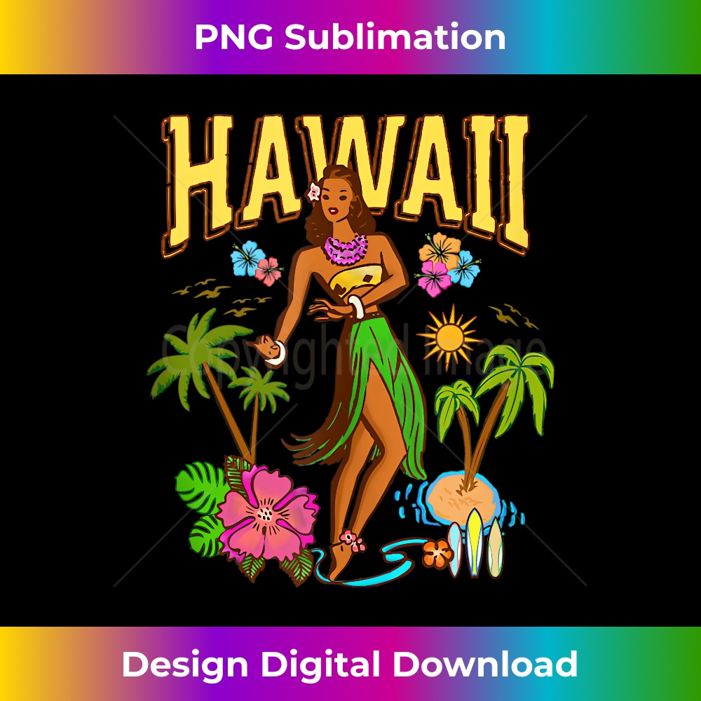 Hawaii Aloha Beach Tiki Retro Vintage Pinup Hula Girl Tank T | Inspire ...