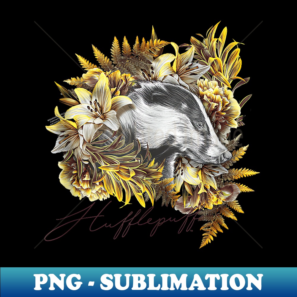 Harry Potter Hufflepuff Floral Badger Mascot - Vintage Subli | Inspire ...