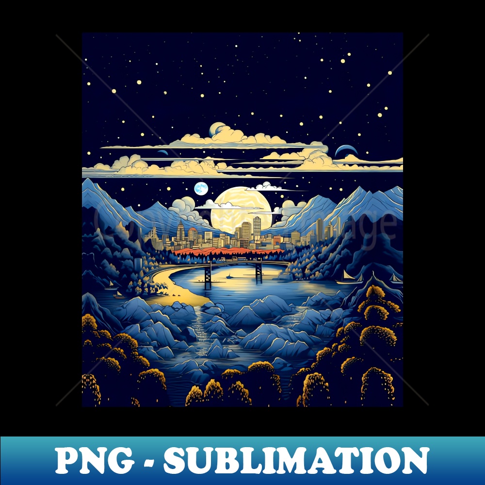 Full Blue Moon Over Portland Oregon on a Dark Background - M | Inspire ...