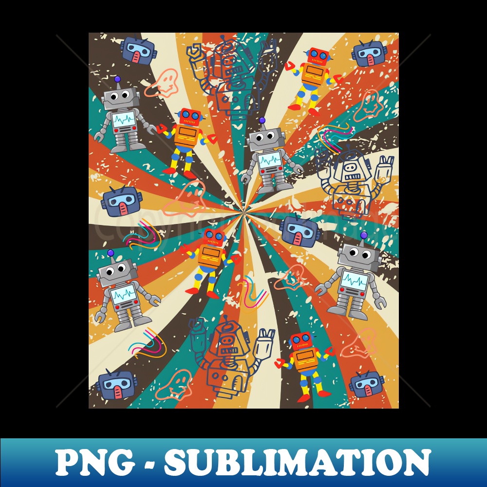 Retro vibes robots - PNG Transparent Sublimation Design - Br | Inspire ...