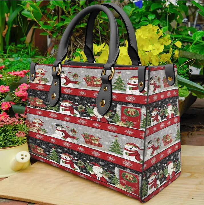 Custom Bear Owl Snowman Leather Bag hand bag, Snowman Woman | Inspire ...