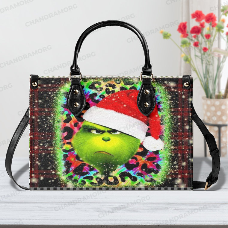 Grinch Leopard Leather Bag Handbag, Grinch Lovers Handbag, G | Inspire ...