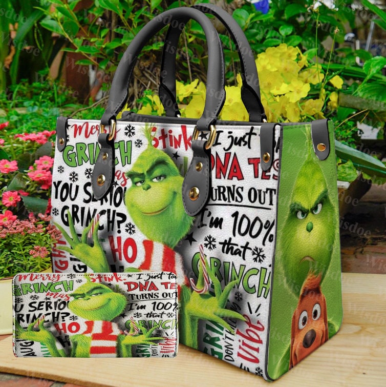 Grinch Christmas Leather Bag, Grinch Women Bags And Purses, - Inspire ...