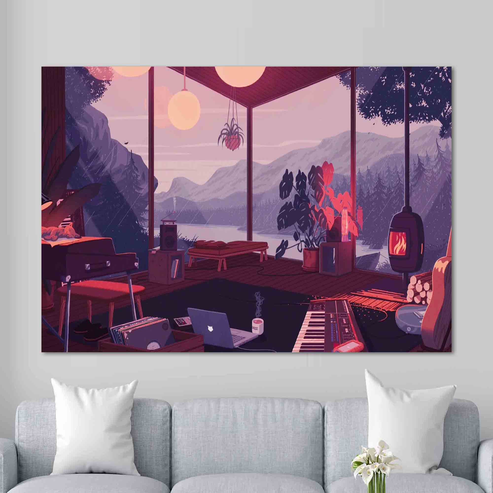 Wall art Lo-fi Style Canvas Lofi Bedroom Canvas Lofi Art Lo | Inspire ...