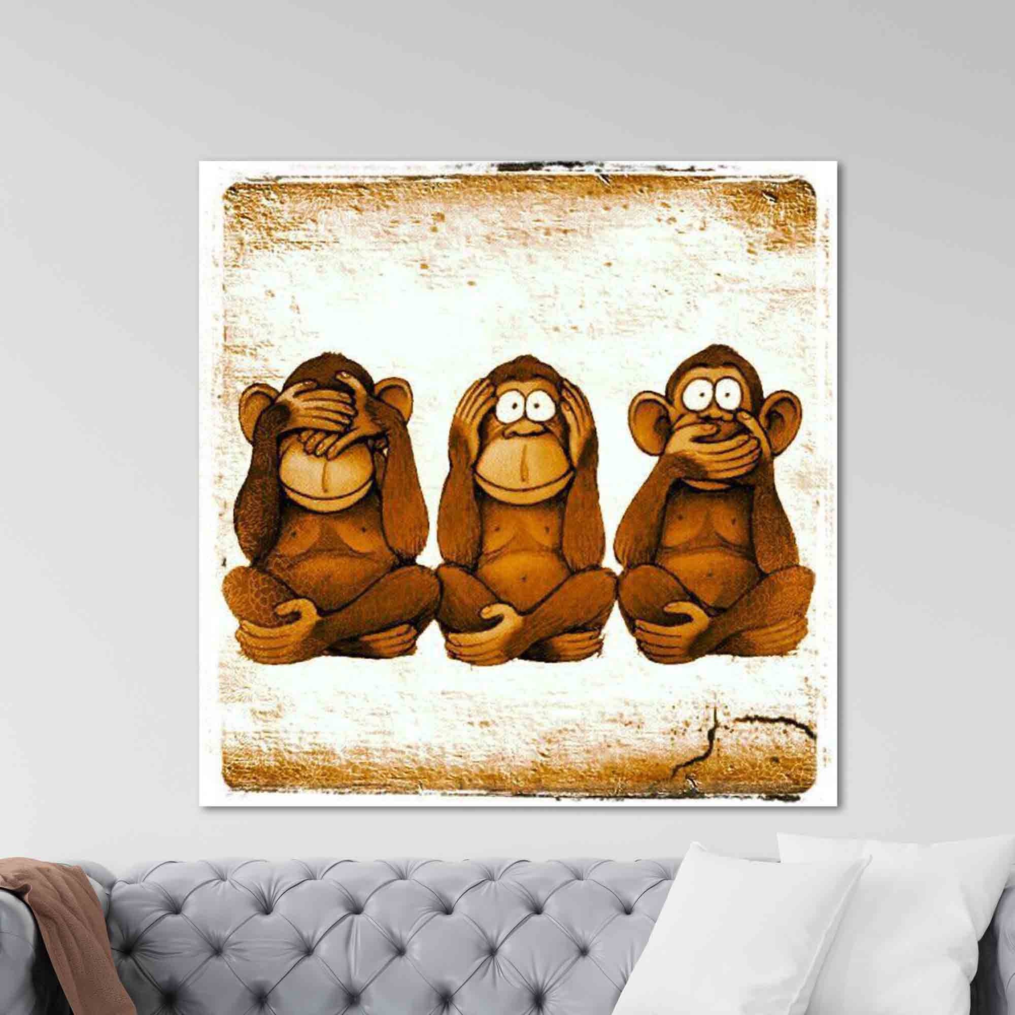 Wall Art, 3 Monkeys Philosophy Canvas - Inspire Uplift