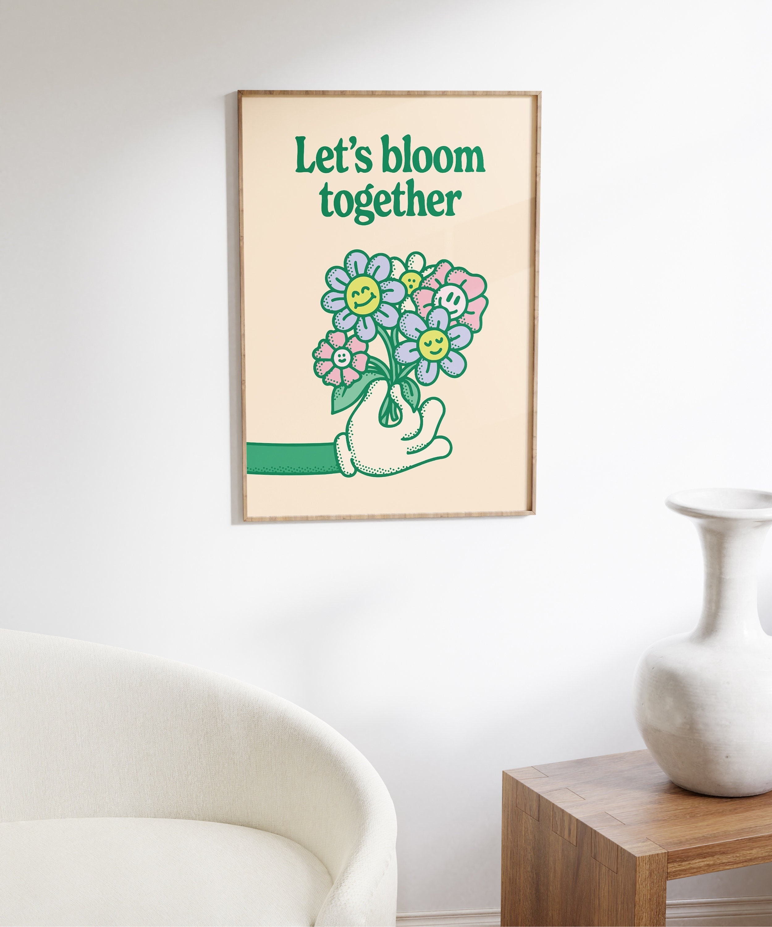 80s Retro Flower Print, Vintage Bouquet Illustration, Trendy | Inspire ...