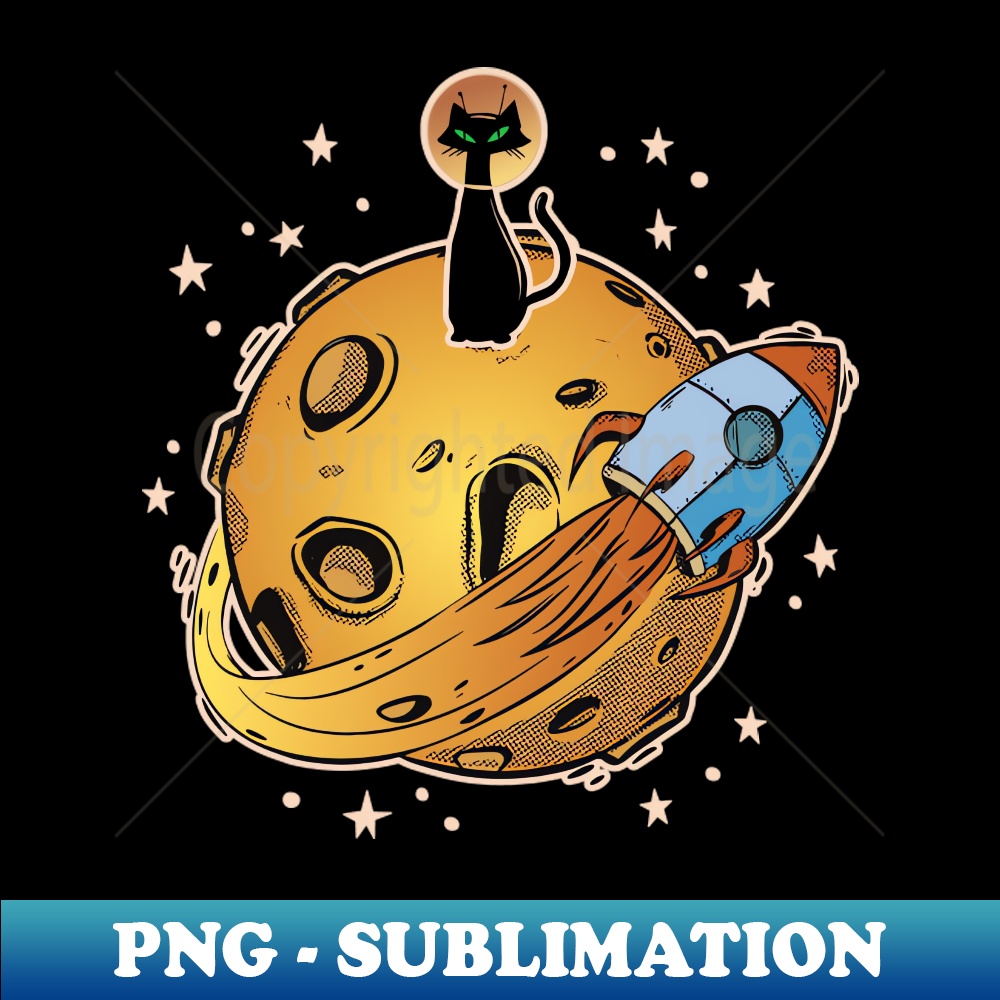 Cat in Space - Funny Space Cat with Rocket and Moon Graphic - Inspire ...
