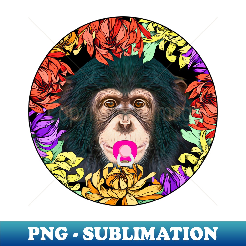 Monkey chimpanzee with pacifier - PNG Transparent Sublimatio | Inspire ...