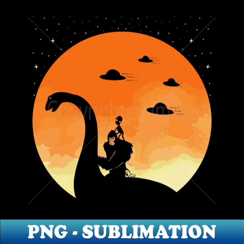 Funny Bigfoot Alien Riding Loch Ness Monster - High-Quality | Inspire ...